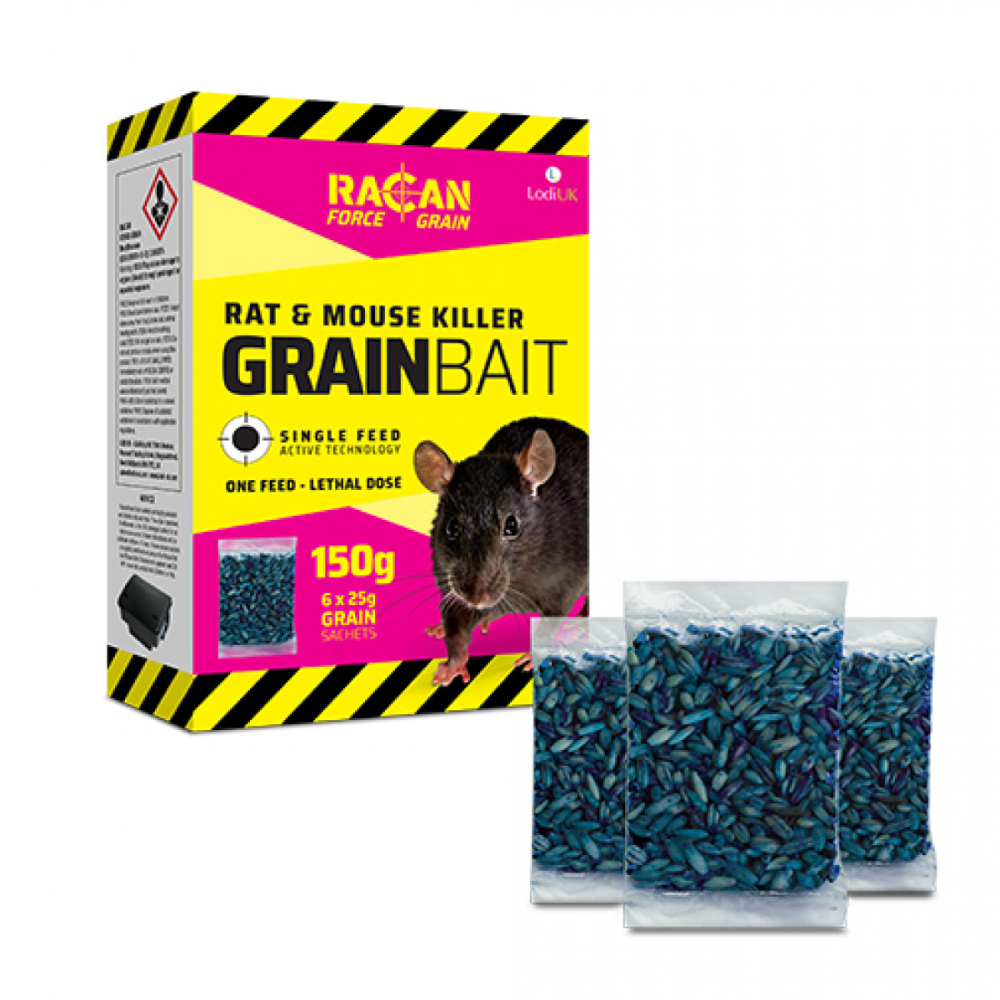 Racan Force Rat and Mouse Killer Grain - 6 x 25g Sachets | eracco.co.uk